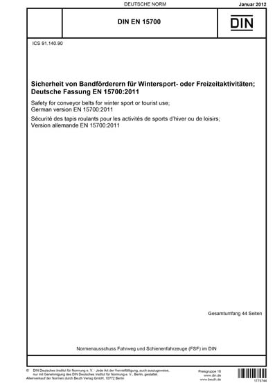 DIN EN 15700:2012 DE - Sicherheit von Bandförderern für Wintersport ...