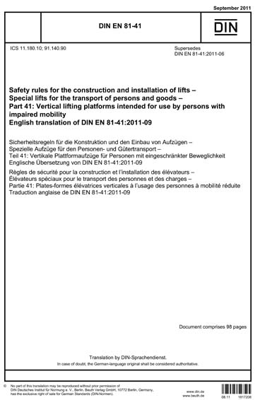 DIN EN 81-41:2011 - Safety rules for the construction and installation ...