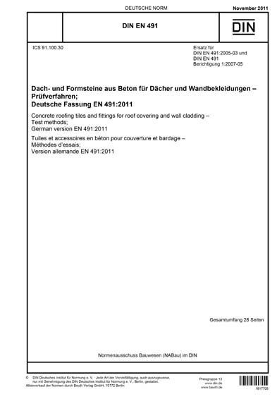DIN EN 491:2011 DE - Dach- und Formsteine aus Beton für Dächer und ...