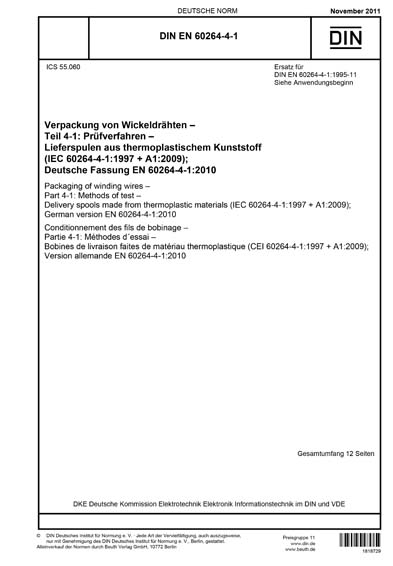 DIN EN 60264-4-1:2011 DE - Verpackung von Wickeldrähten - Teil 4-1 ...