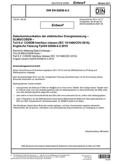 DIN EN 62056-6-2:2011 DE - Datenkommunikation der elektrischen ...