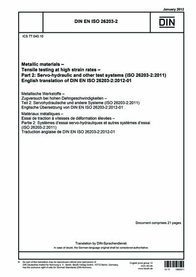 DIN EN ISO 26203-2:2012 - Metallic materials - Tensile testing at high ...