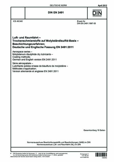 DIN EN 2491:2012 DE - Luft- und Raumfahrt - Trockenschmierstoffe auf ...