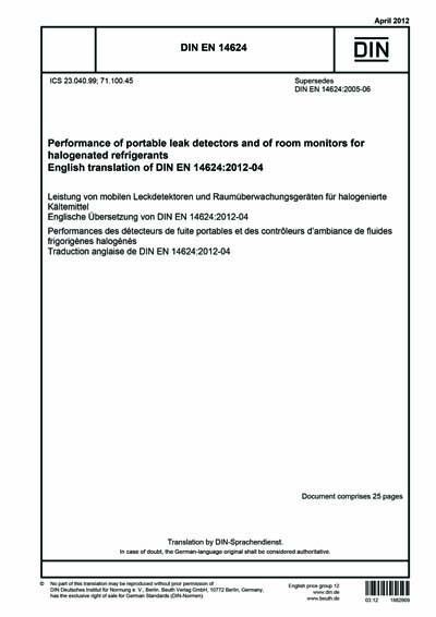 DIN EN 14624:2012 - Performance of portable leak detectors and of room ...