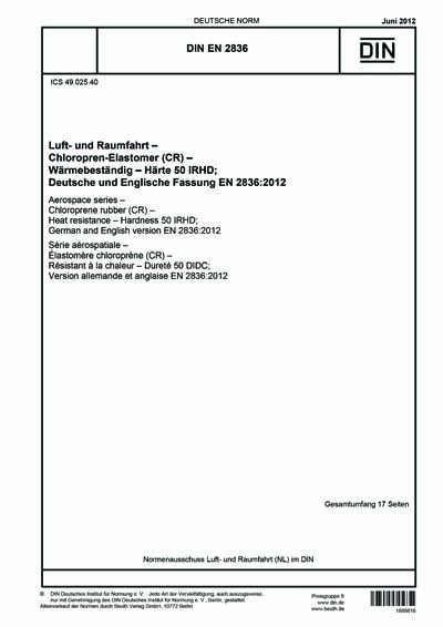 DIN EN 2836:2012 - Aerospace series - Chloroprene rubber (CR) - Heat ...
