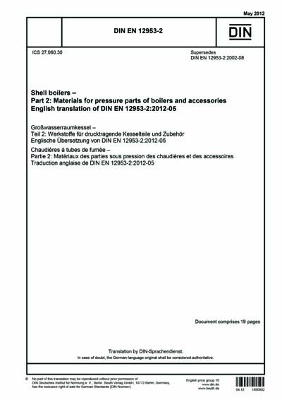 DIN EN 12953-2:2012 - Shell boilers - Part 2: Materials for pressure ...