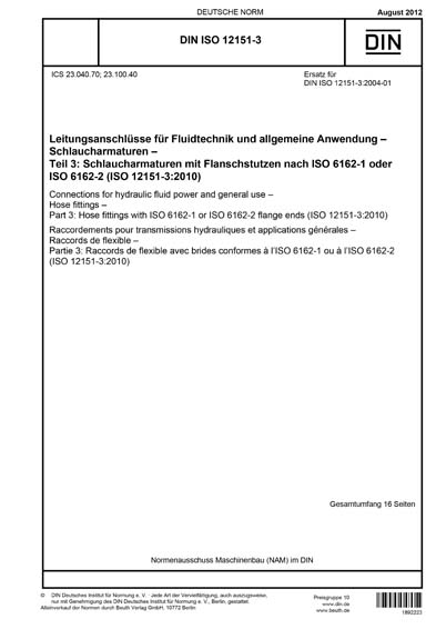 DIN ISO 12151-3:2012 DE - Leitungsanschlüsse für Fluidtechnik und ...