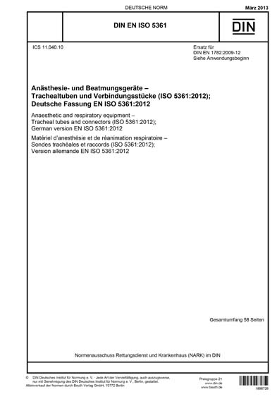 DIN EN ISO 5361:2013 DE - Anästhesie- und Beatmungsgeräte ...