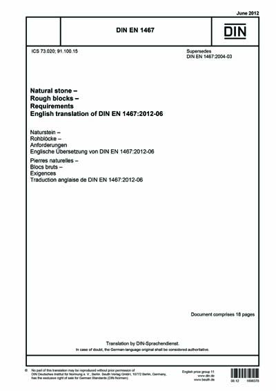 DIN EN 1467:2012 - Natural stone - Rough blocks - Requirements; German ...