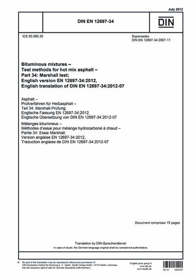 DIN EN 12697-34:2012 - Bituminous mixtures - Test methods for hot mix ...