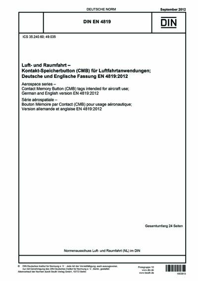 DIN EN 4819:2012 - Aerospace series - Contact Memory Button (CMB) tags ...