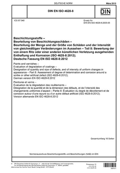 DIN EN ISO 4628-8:2013 DE - Beschichtungsstoffe - Beurteilung von ...