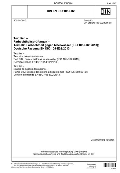 DIN EN ISO 105-E02:2013 DE - Textilien - Farbechtheitsprüfungen - Teil ...