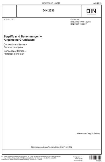 DIN 2330:2013 DE - Begriffe und Benennungen - Allgemeine Grundsätze