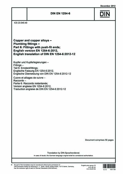 DIN EN 1254-6:2012 - Copper and copper alloys - Plumbing fittings ...