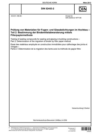 DIN 52453-2:2013 DE - Prüfung von Materialien für Fugen- und ...