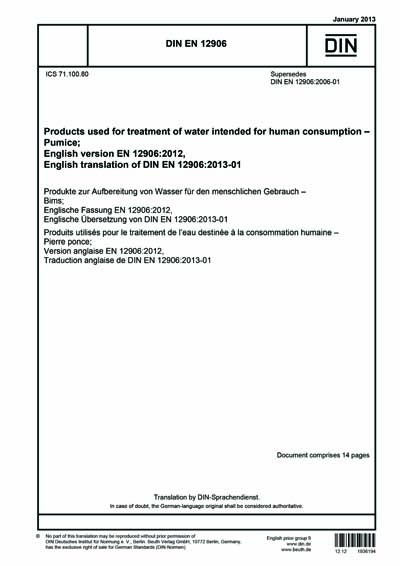DIN EN 12906:2013 - Products used for treatment of water intended for ...