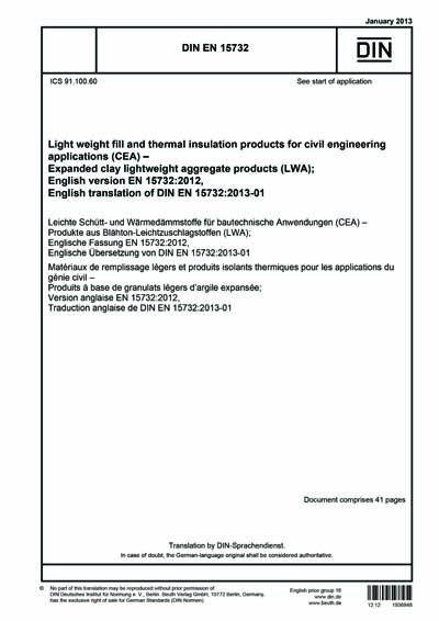 DIN EN 15732:2013 - Light weight fill and thermal insulation products ...