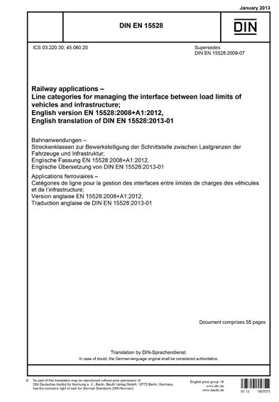 DIN EN 15528:2013 - Railway applications - Line categories for managing ...