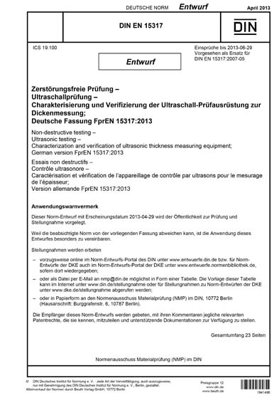 DIN EN 15317:2013 DE - Zerstörungsfreie Prüfung - Ultraschallprüfung ...