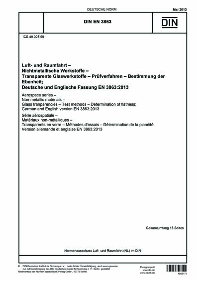 DIN EN 3863:2013 - Aerospace series - Non-metallic materials - Glass ...