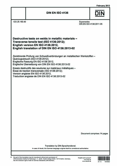 DIN EN ISO 4136:2013 - Destructive tests on welds in metallic materials ...