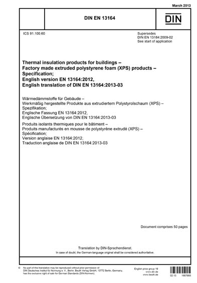 DIN EN 13164:2013 - Thermal insulation products for buildings - Factory ...