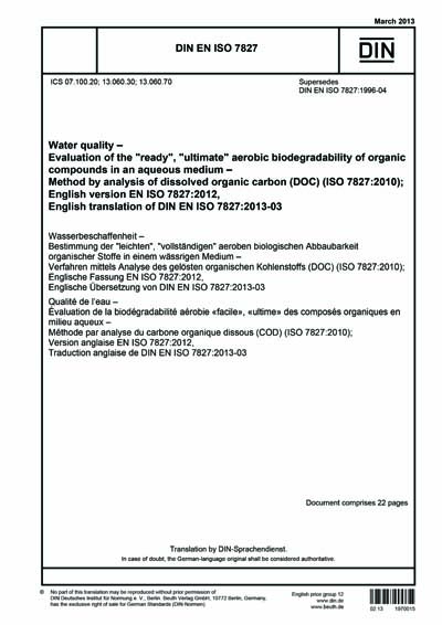 DIN EN ISO 7827:2013 - Water quality - Evaluation of the "ready ...