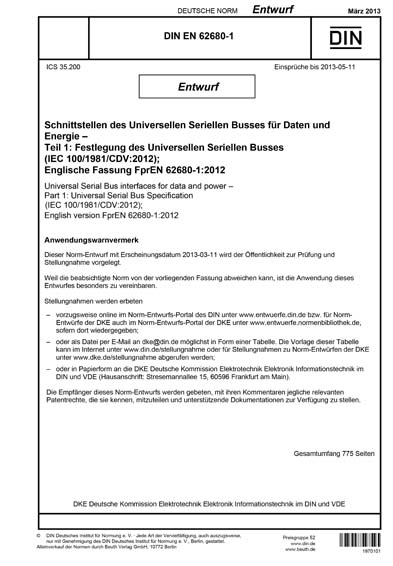 DIN EN 62680-1:2013 - Universal Serial Bus interfaces for data and ...
