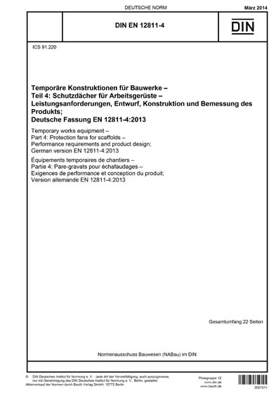 DIN EN 12811-4:2014 DE - Temporäre Konstruktionen für Bauwerke - Teil 4 ...