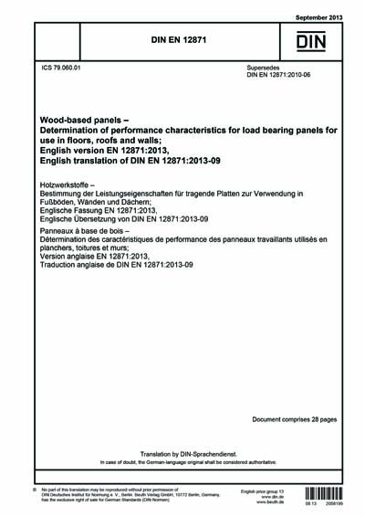 DIN EN 12871:2013 - Wood-based panels - Determination of performance ...