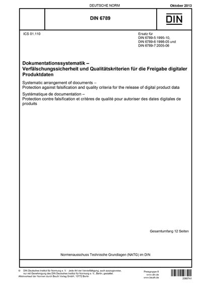DIN 6789:2013 DE - Dokumentationssystematik - Verfälschungssicherheit ...