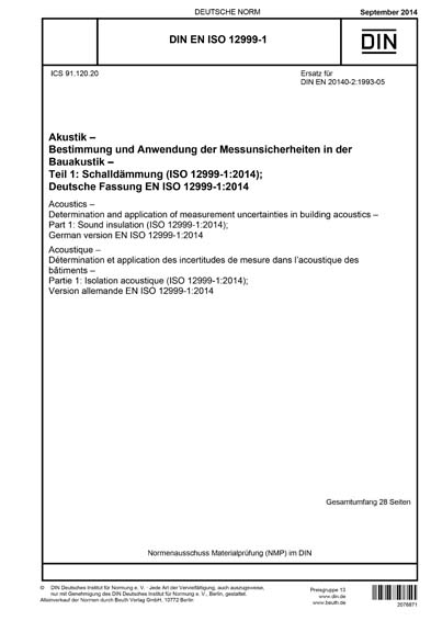 DIN EN ISO 12999-1:2014 DE - Akustik - Bestimmung und Anwendung der ...