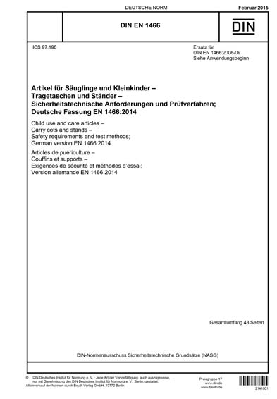 DIN EN 1466:2015 DE - Artikel für Säuglinge und Kleinkinder ...
