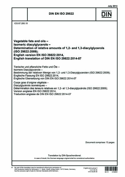 DIN EN ISO 29822:2014 - Vegetable fats and oils - Isomeric ...