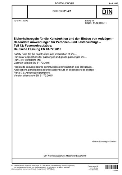 DIN EN 81-72:2015 DE - Sicherheitsregeln für die Konstruktion und den ...