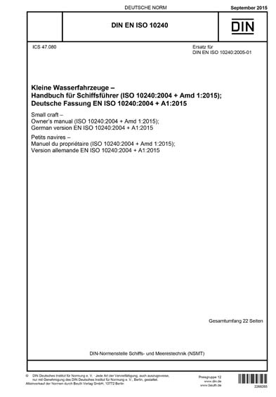 DIN EN ISO 10240:2015 DE - Kleine Wasserfahrzeuge - Handbuch für ...
