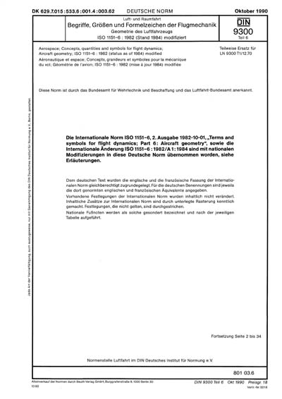 DIN 9300-6 - Aerospace; concepts, quantities and symbols for flight ...