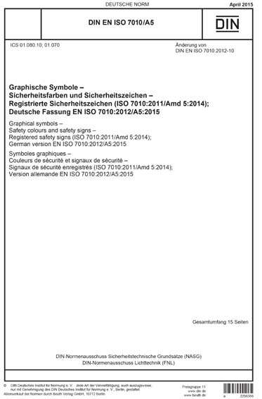 DIN EN ISO 7010/A5:2015 DE - Graphische Symbole - Sicherheitsfarben und ...
