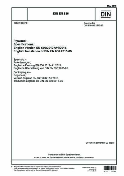 DIN EN 636:2015 - Plywood - Specifications; German version EN 636:2012 ...