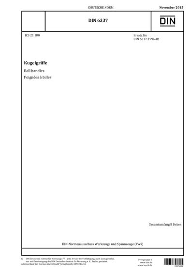 DIN 6337:2015 DE - Kugelgriffe (Foreign Standard)