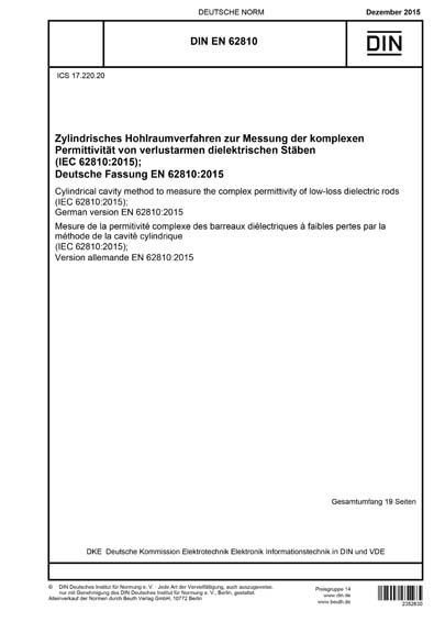 DIN EN 62810:2015 DE - Zylindrisches Hohlraumverfahren zur Messung der ...