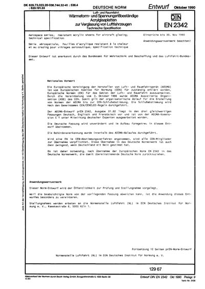 DIN EN 2342:1990 DE - Luft- und Raumfahrt; Wärmeform- und ...