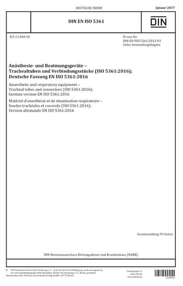 DIN EN ISO 5361:2017 DE - Anästhesie- und Beatmungsgeräte ...