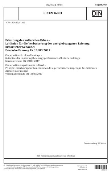 DIN EN 16883:2017 DE - Erhaltung des kulturellen Erbes - Leitlinien für ...