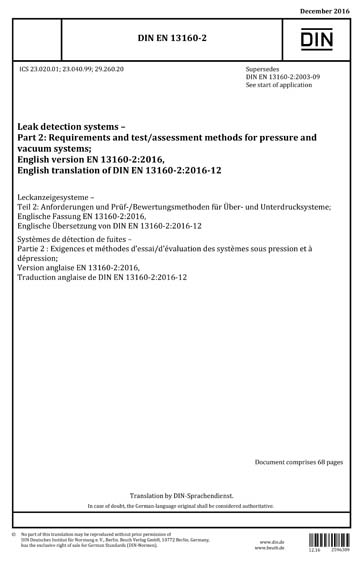 DIN EN 13160-2:2016 - Leak detection systems - Part 2: Requirements and ...