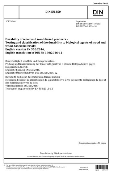 DIN EN 350:2016 - Durability of wood and wood-based products - Testing ...