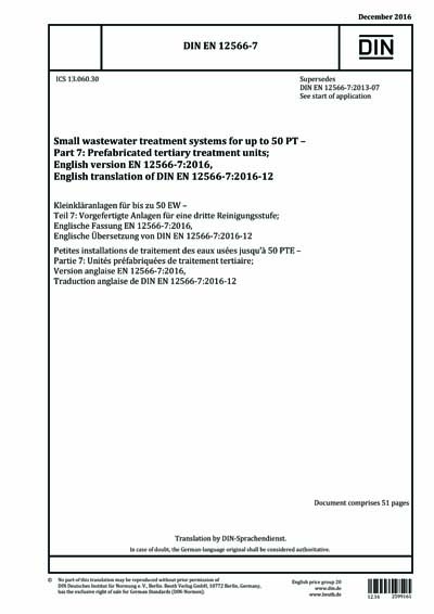 DIN EN 12566-7:2016 - Small wastewater treatment systems for up to 50 ...