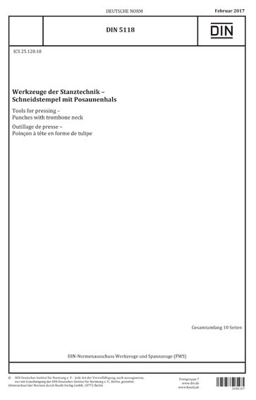 DIN 5118:2017 DE - Werkzeuge der Stanztechnik - Schneidstempel mit ...