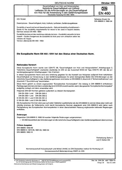 DIN EN 460:1994 DE - Dauerhaftigkeit von Holz und Holzprodukten ...